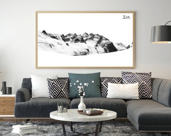 Black and White Mountain Printable Artwork Printable Poster - Etsy