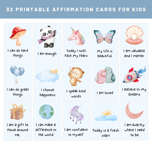 Printable Affirmation Cards for Children - Etsy
