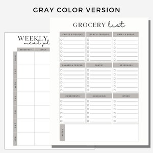 Buy Minimalist Weekly Meal and Grocery List Printable Planner for ...