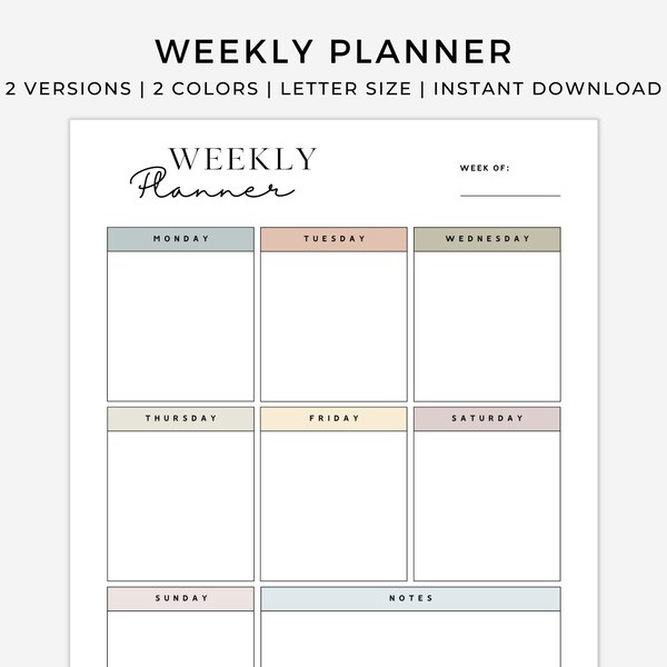 Weekly Schedule - Etsy