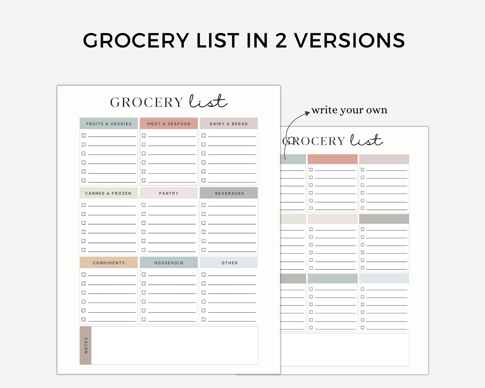 Buy Minimalist Weekly Meal and Grocery List Printable Planner for ...
