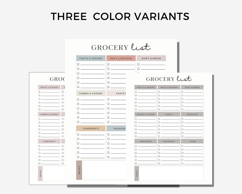 Buy Minimalist Weekly Meal and Grocery List Printable Planner for ...