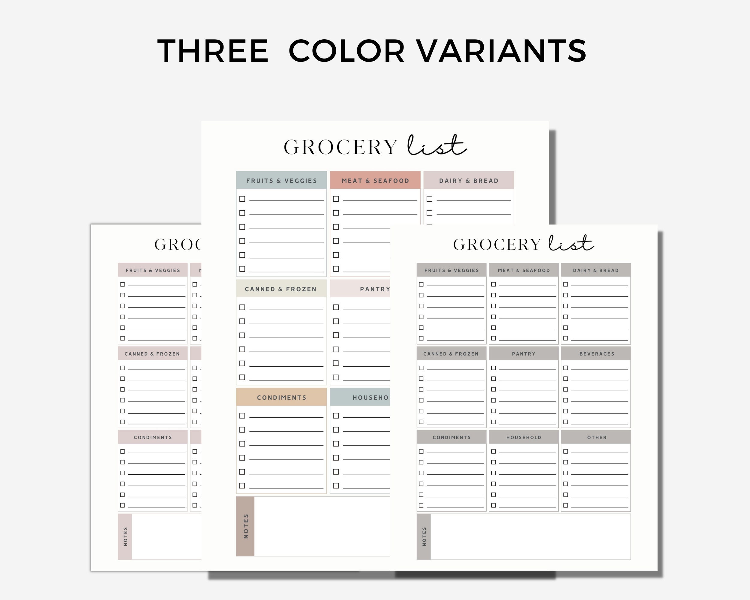 Buy Minimalist Weekly Meal and Grocery List Printable Planner for ...