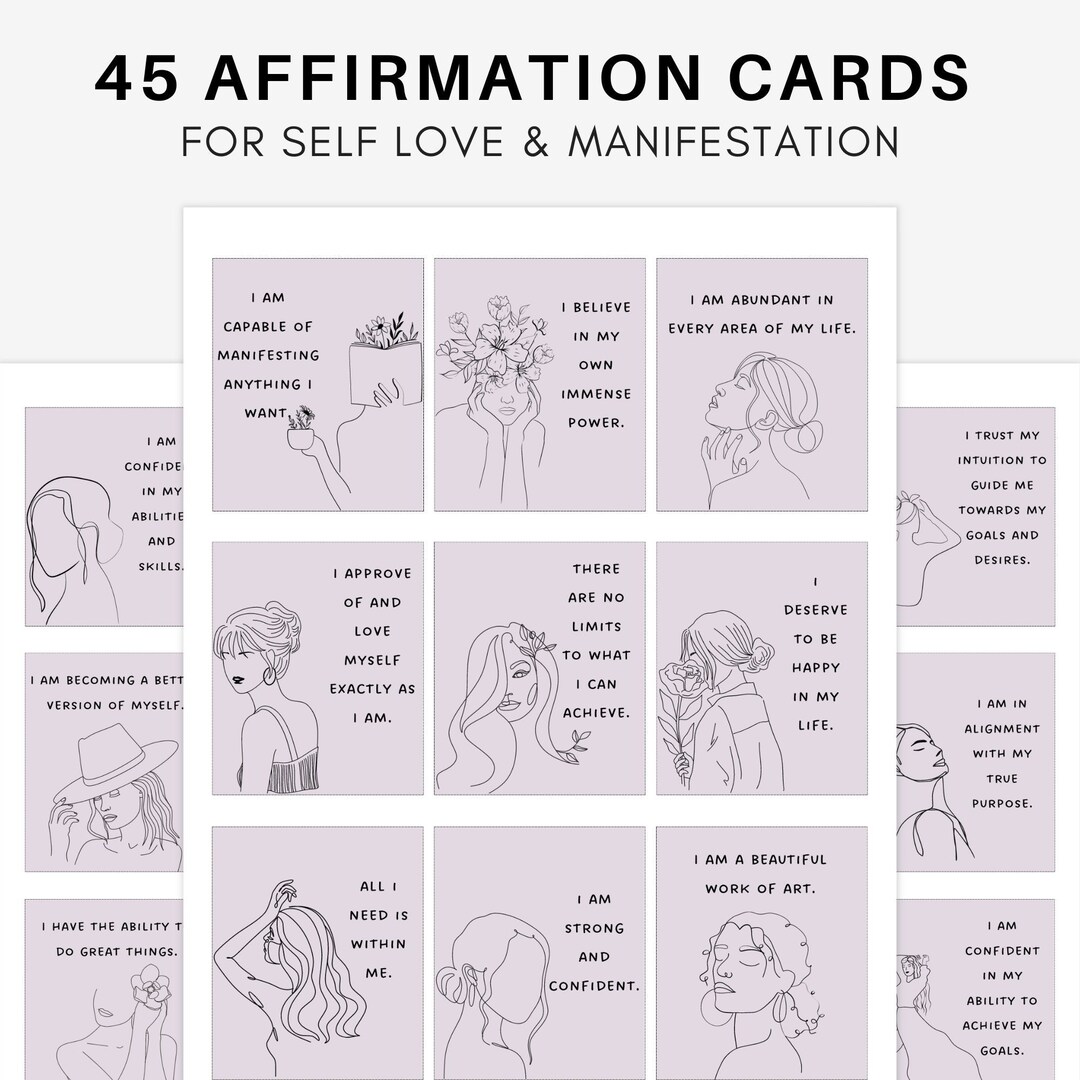 45 Affirmation Cards for Self Love and Manifestation, Positive ...