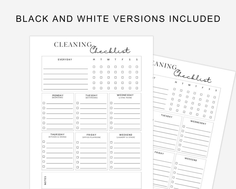 Weekly Cleaning Checklist Printable Home Cleaning List Printable