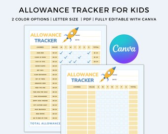 Allowance Tracker for Kids Printable Allowance Chore Chart - Etsy