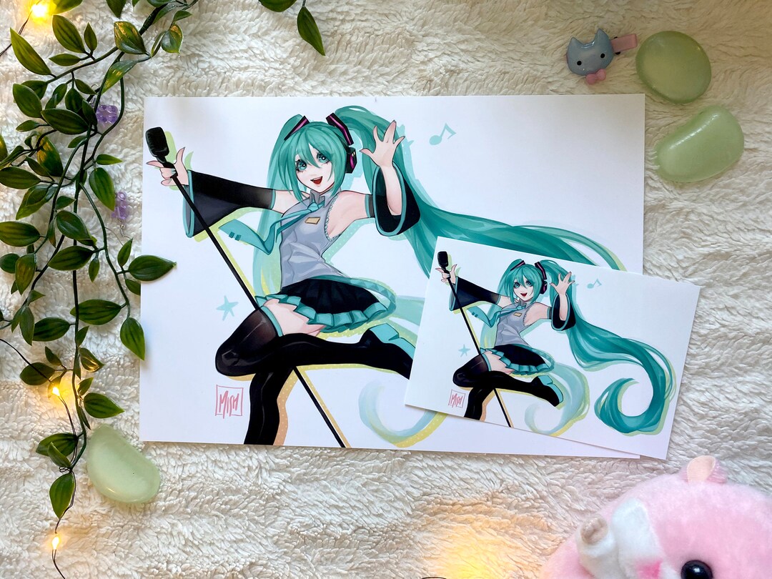 Hatsune Miku Print small & Medium - Etsy