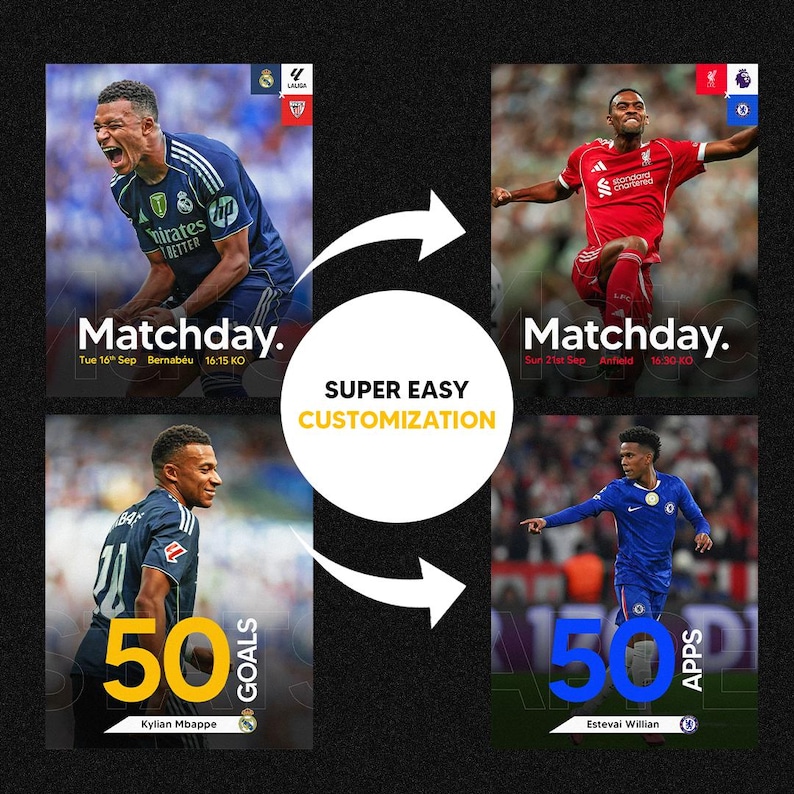 Sports Social Media Templates for Photoshop | 100% Customisable - Etsy