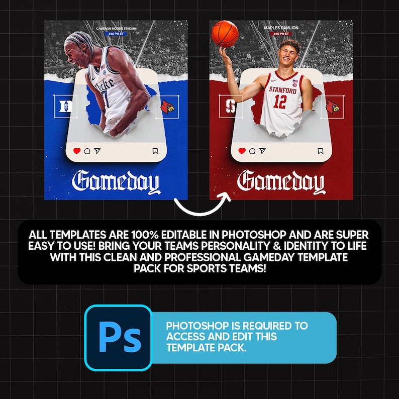 Photoshop GAMEDAY Template Pack for Social Media - Etsy