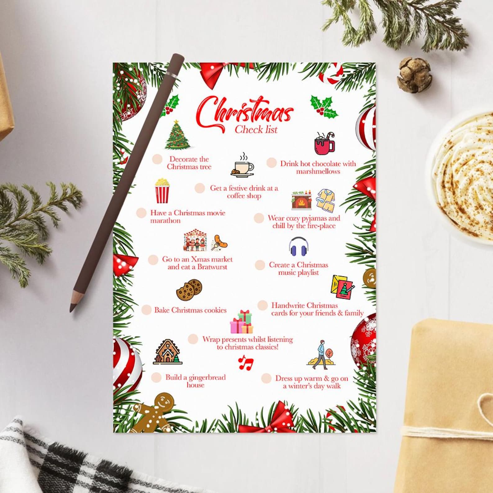 Christmas Checklist Printable Christmas Bucket List Xmas Activities ...