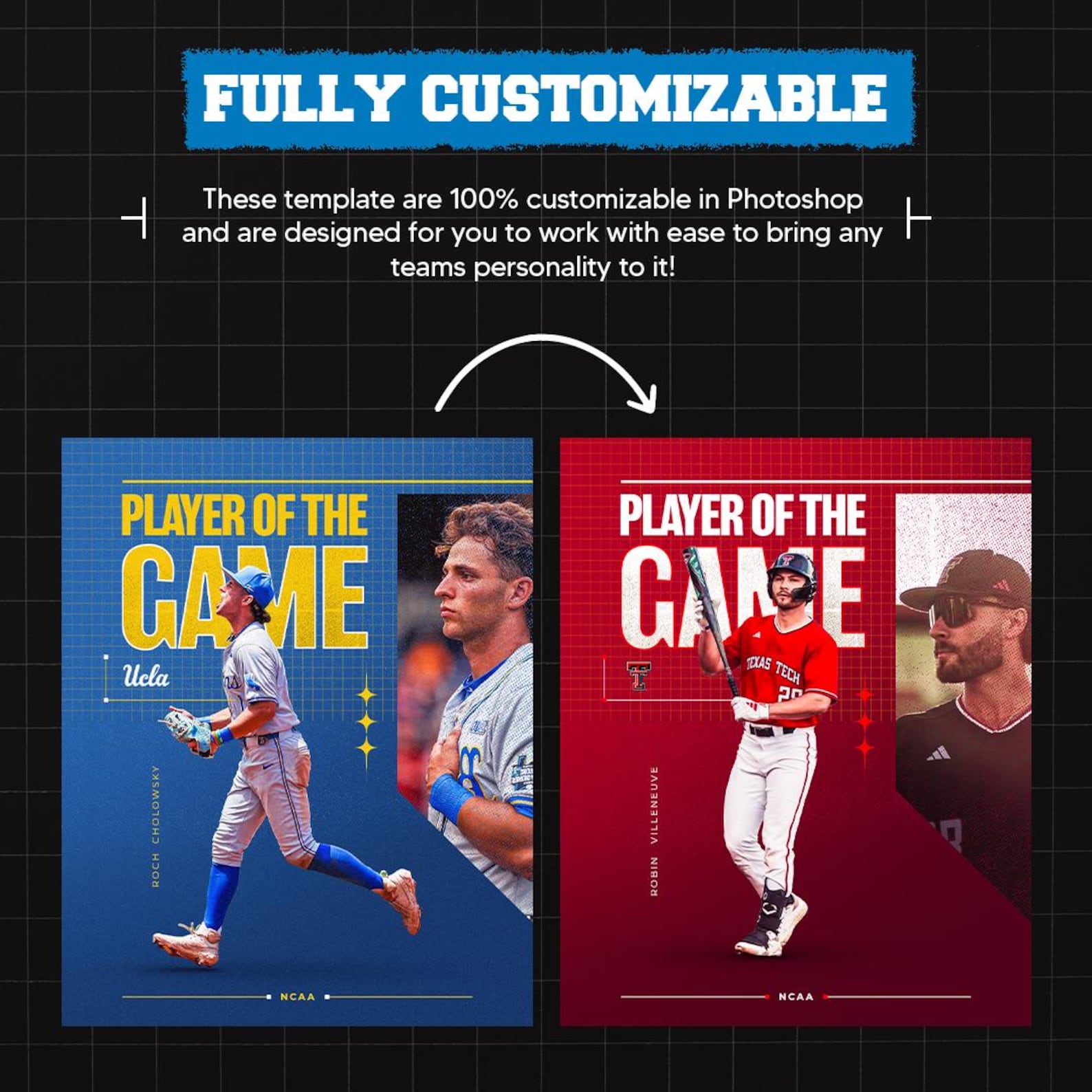 Photoshop Baseball Social Media Templates | 8 Customisable Designs - Etsy