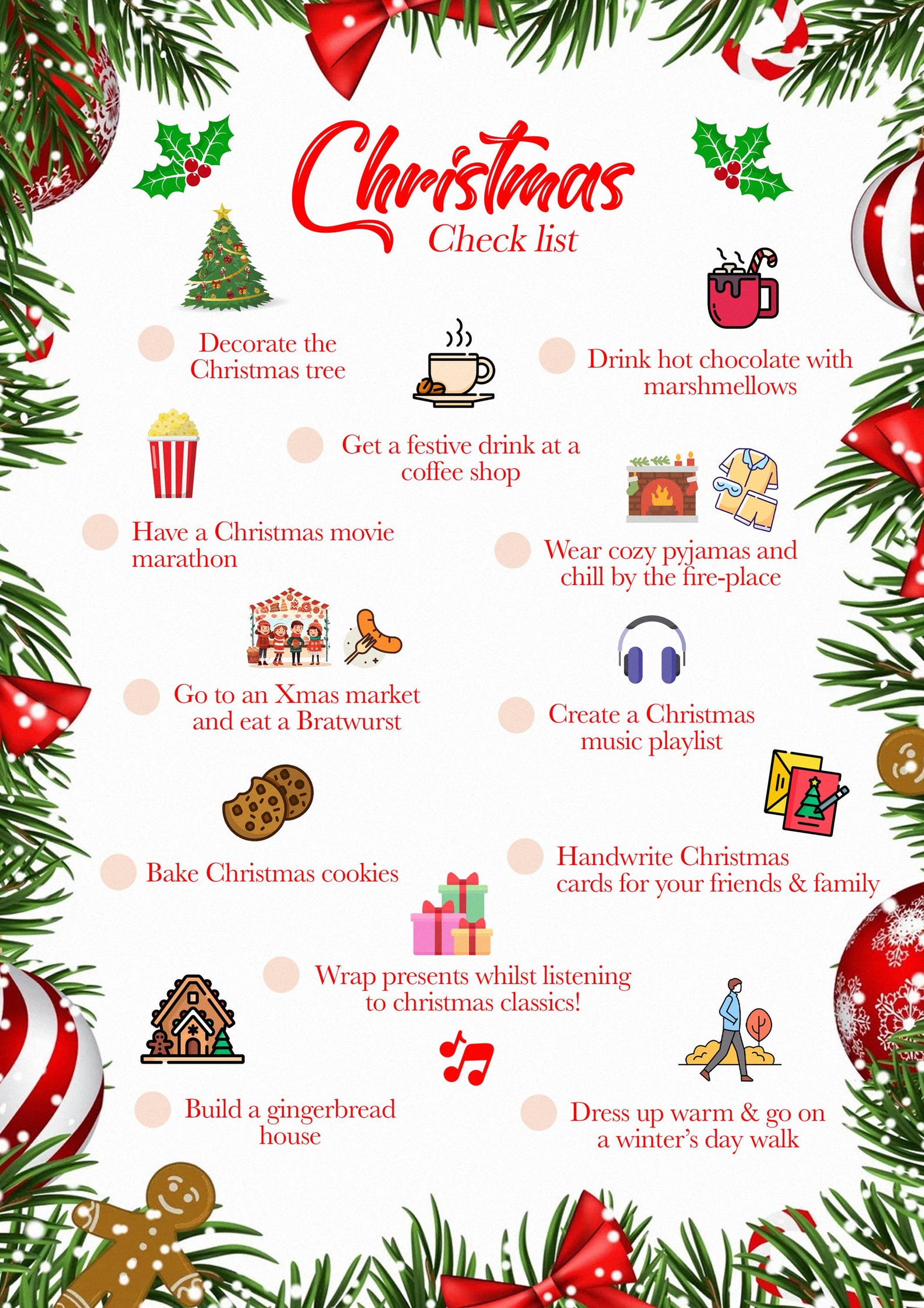 Christmas Checklist Printable Christmas Bucket List Xmas Activities ...