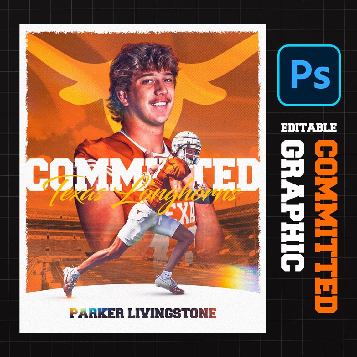 Editable Commitment Graphic | Photoshop Sports Social Media Template - Etsy