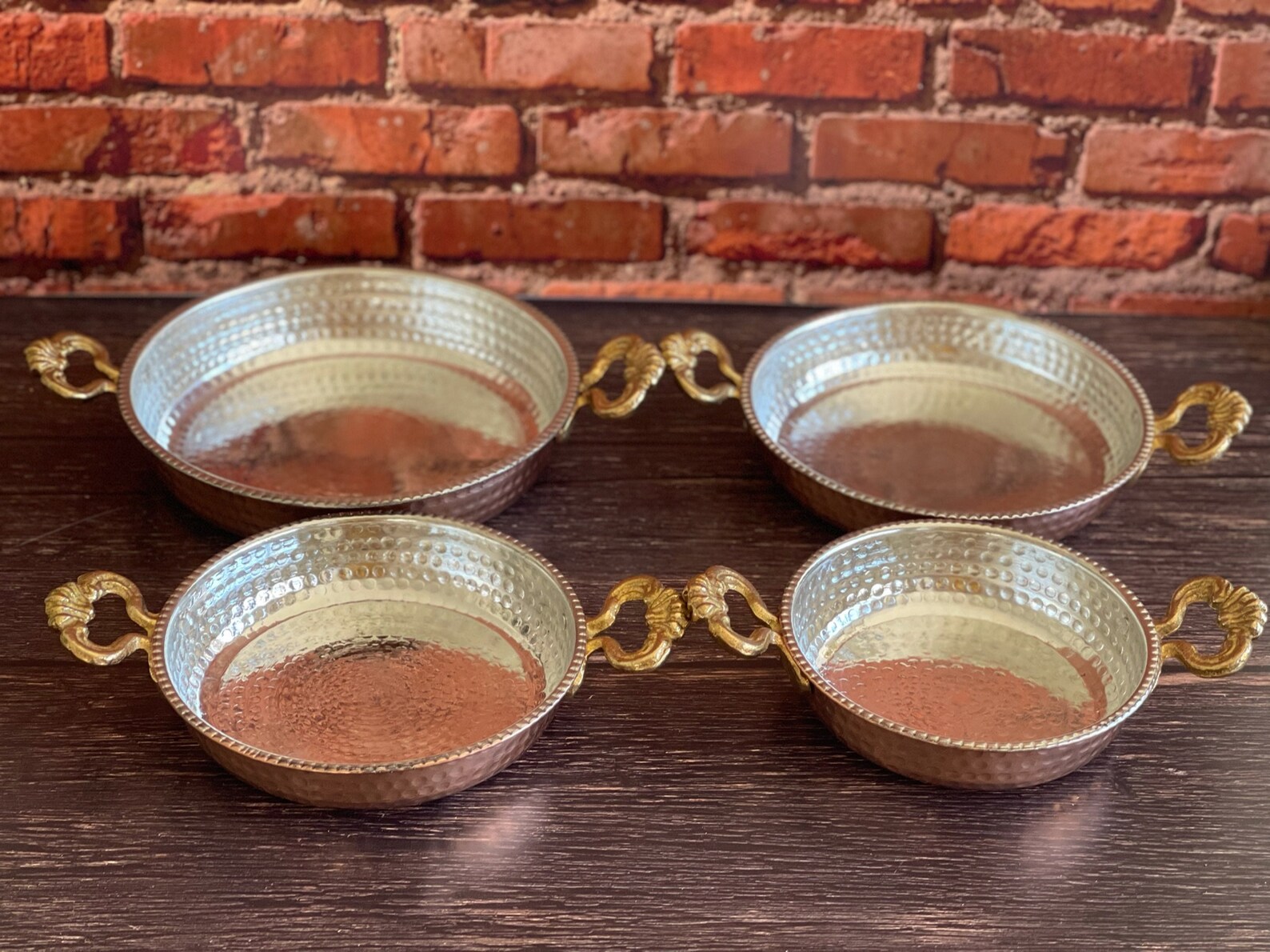 Handmade Hammered Solid Copper Pan Set, Copper Omlette and Sauce Pan ...