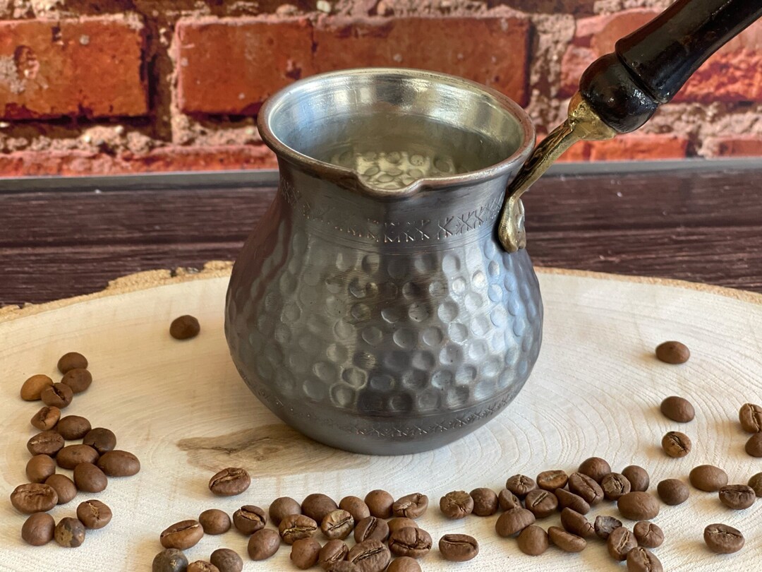 Handmade Turkish Copper Coffee Pot With Large Capacity, Stovetop Coffee ...