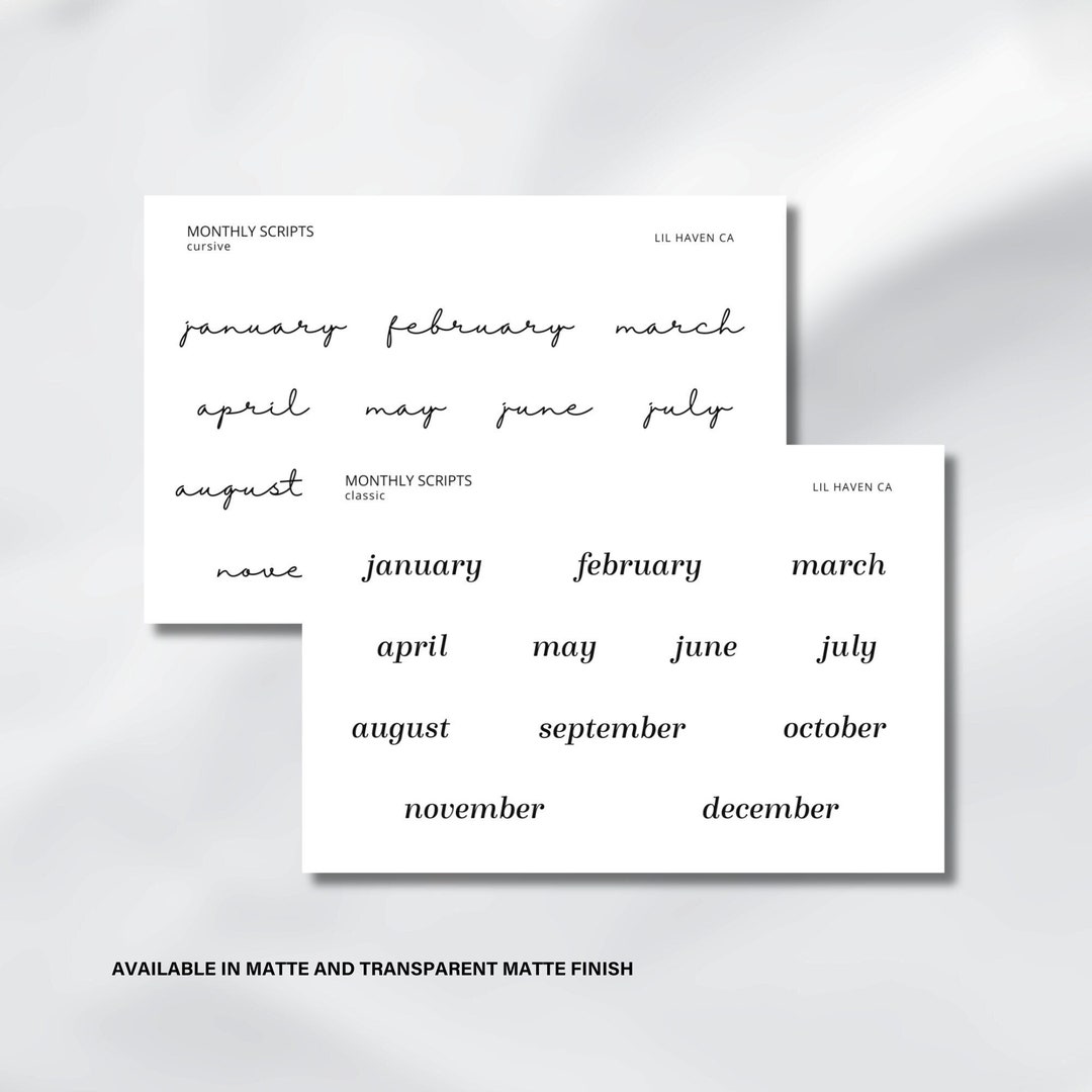 MONTHLY HEADER Calendar Planner Stickers, Bullet Journal Monthly ...