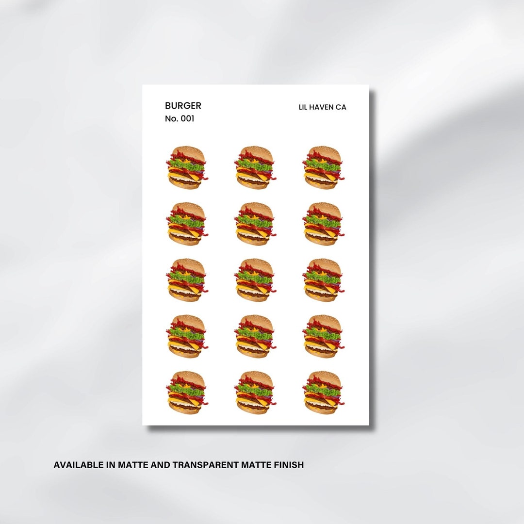Burger Sticker Sheet, Fast Food Stickers, Planner Stickers, Bullet ...