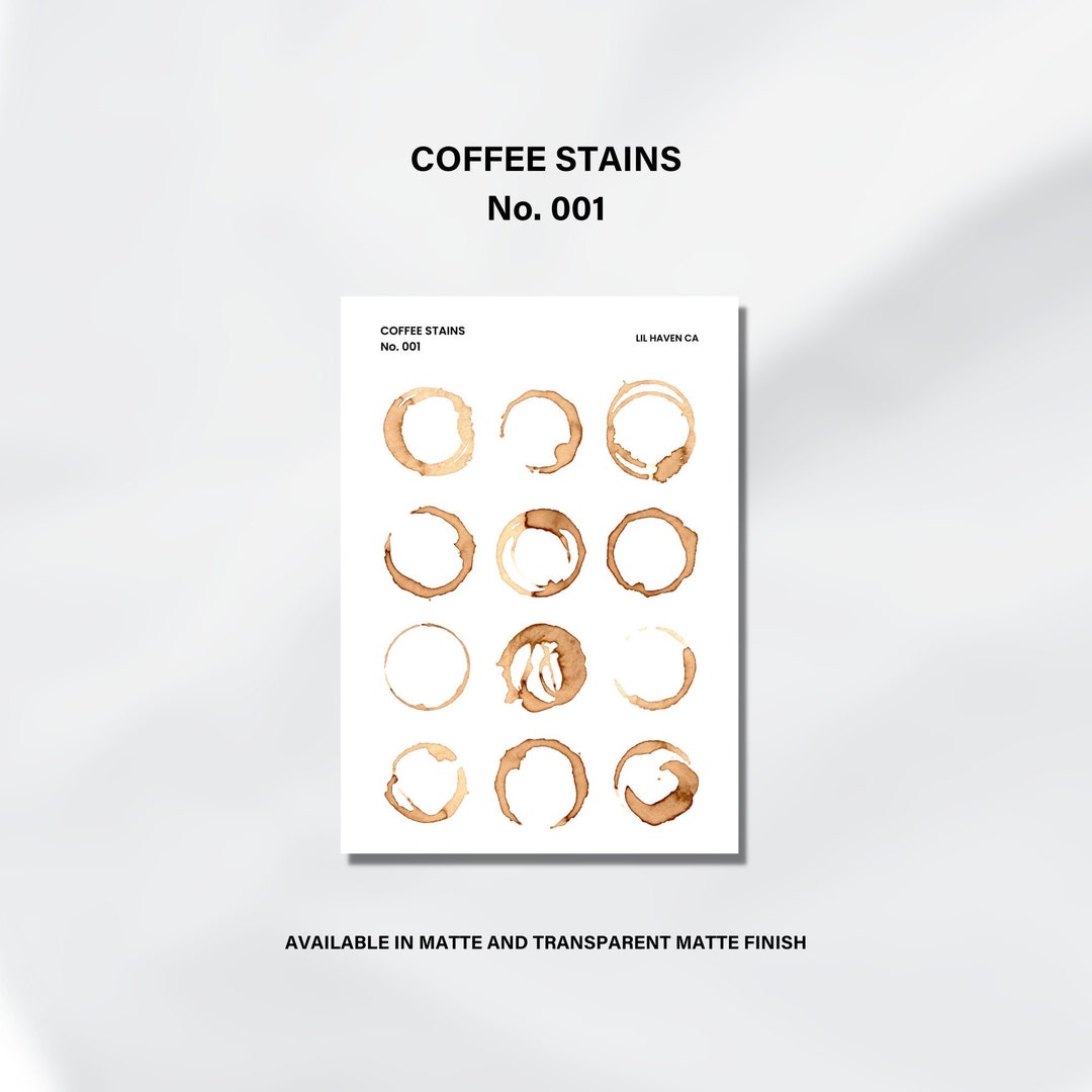 Coffee Stains Journal Stickers, Coffee Stickers Sheet, Coffee Themed ...
