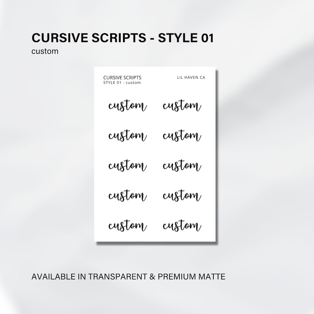 Custom Cursive Script Stickers Custom Scripts Planner - Etsy