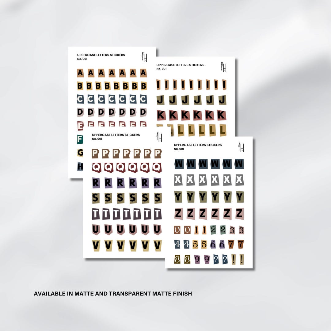 Uppercase Letters/alphabet Sticker | Minimalistic Sticker Sheet for ...