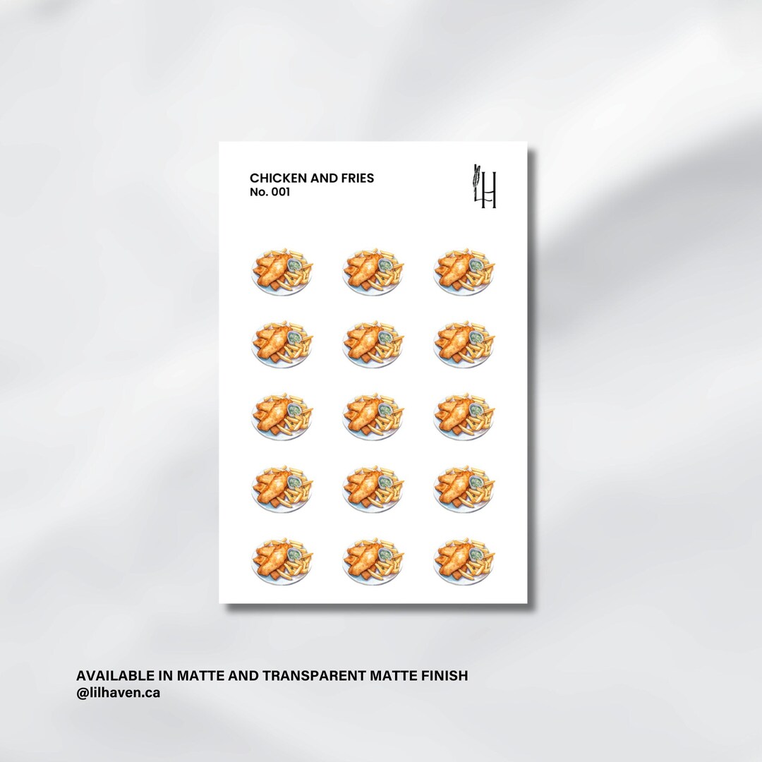 Chicken and Fries Sticker Sheet, Snack Stickers, Food Stickers, Planner ...