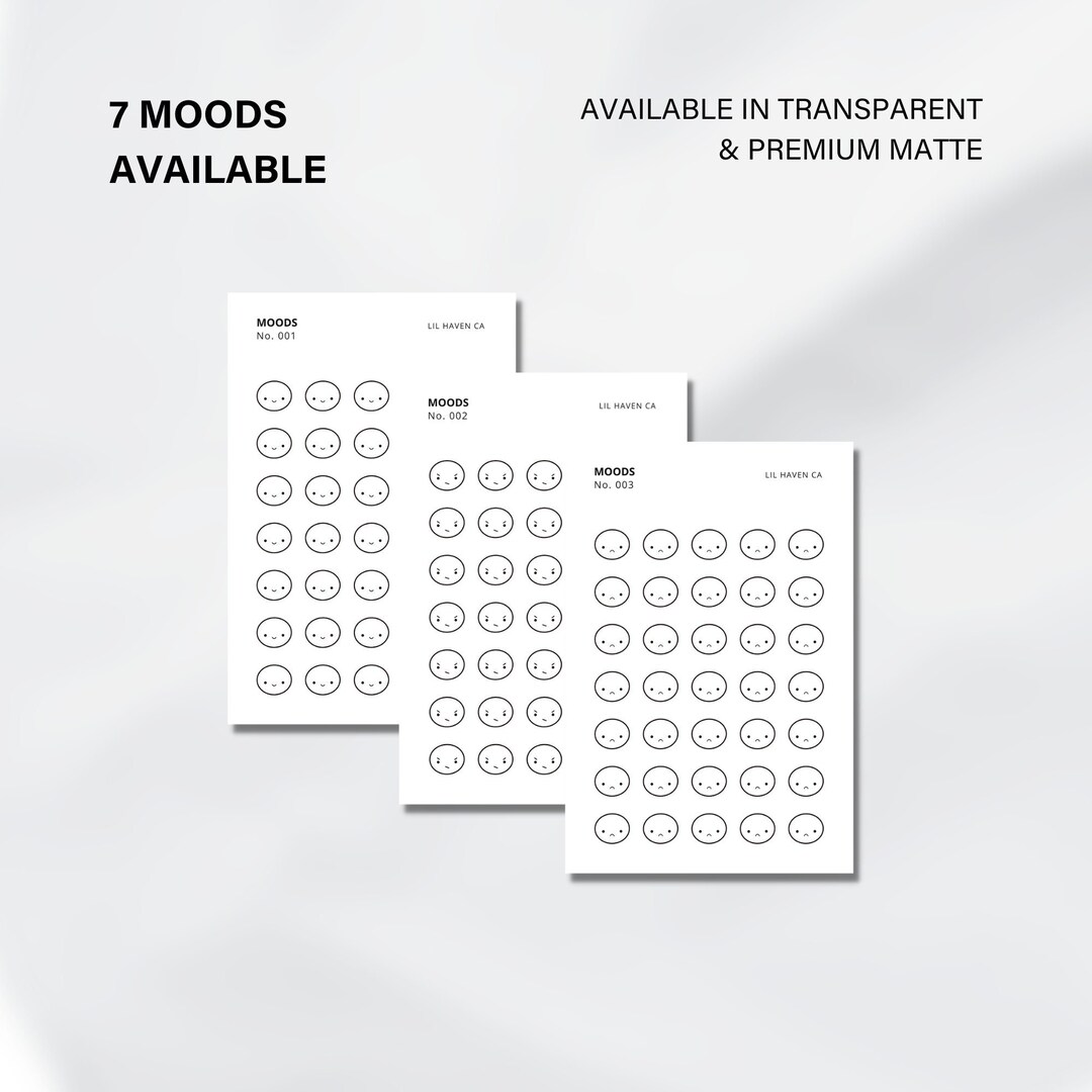 Emoticon Mood Stickers, Mood Tracker Stickers, Mood Icon Planner ...