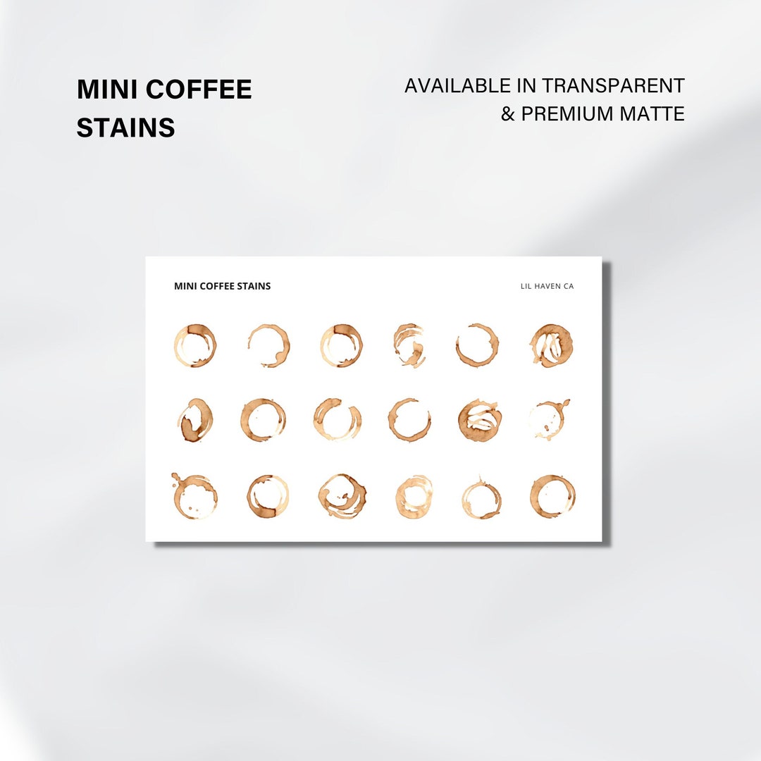 Mini Coffee Stains Planner Stickers, Coffee Sticker Sheet, Minimalistic ...