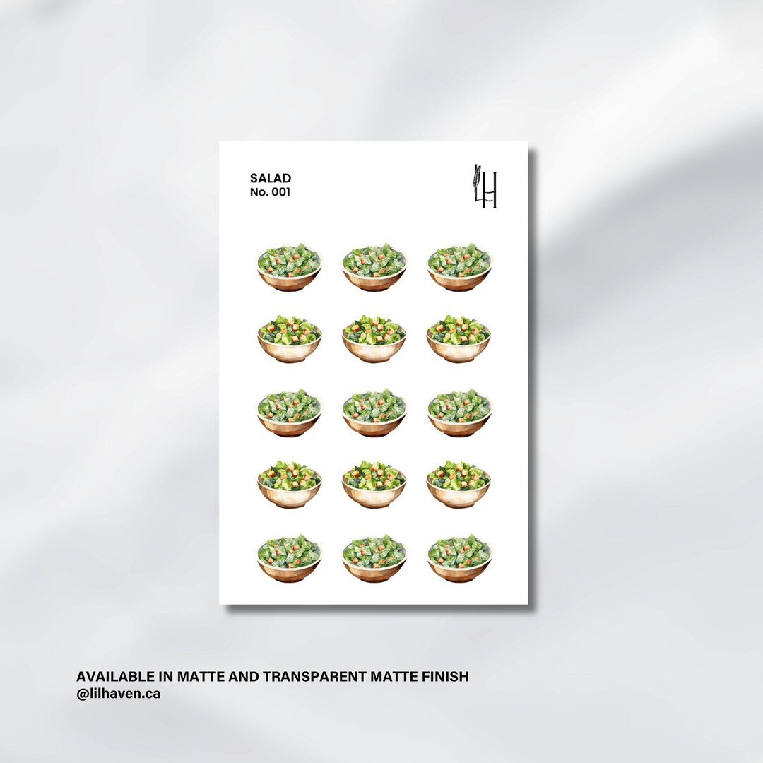 Salad Sticker Sheet, Salad Bowl Stickers, Food Stickers, Planner ...