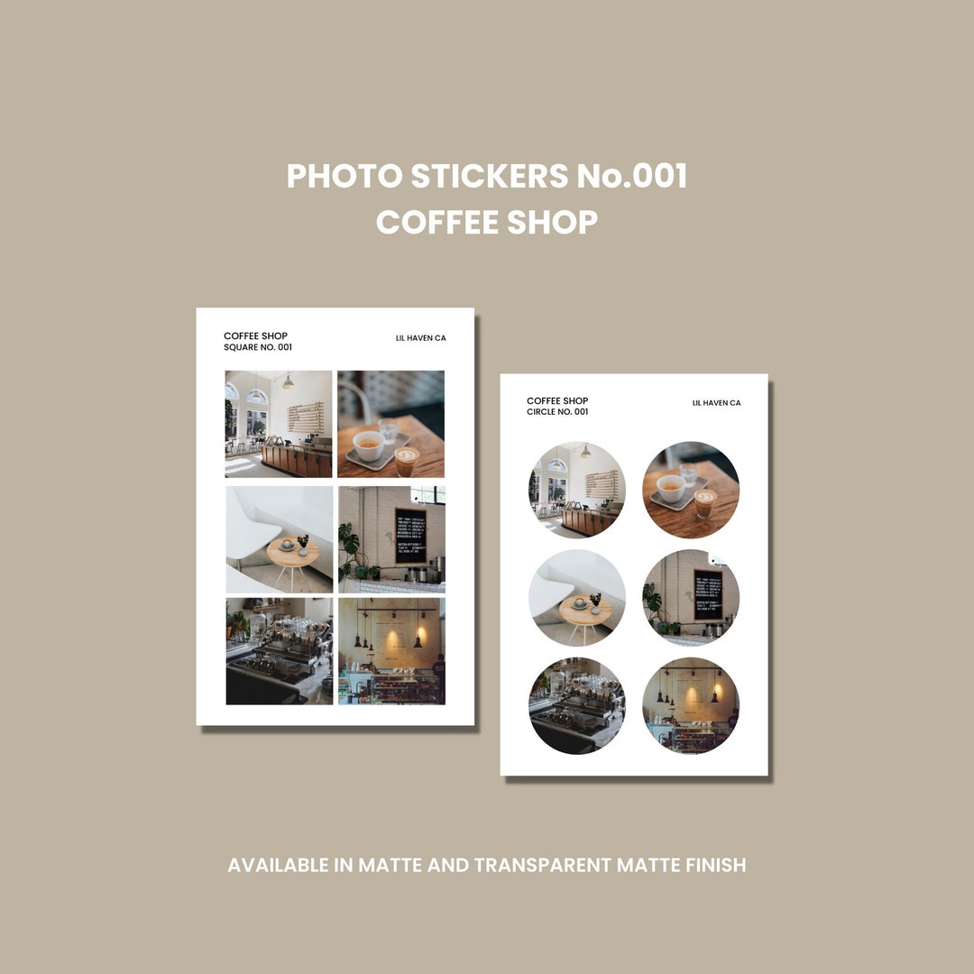 Coffee Shop Photo Sticker Sheet, Coffee Vibe Journal Sticker, Planner ...
