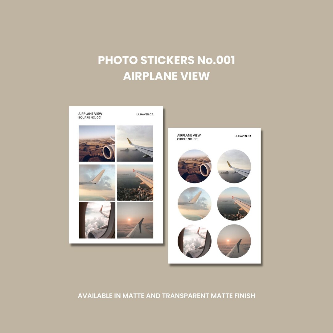 Airplane View Photo Stickers Sheet, Airplane Journal Sticker, Planner ...