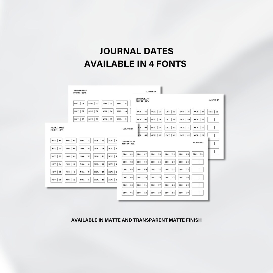 Journal Dates Monthly Labels Functional Planner Stickers - Etsy
