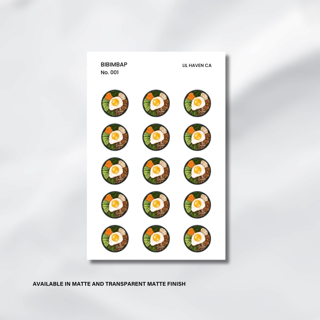 Bibimbap Sticker Sheet, Korean Food Stickers, Planner Stickers, Bullet ...