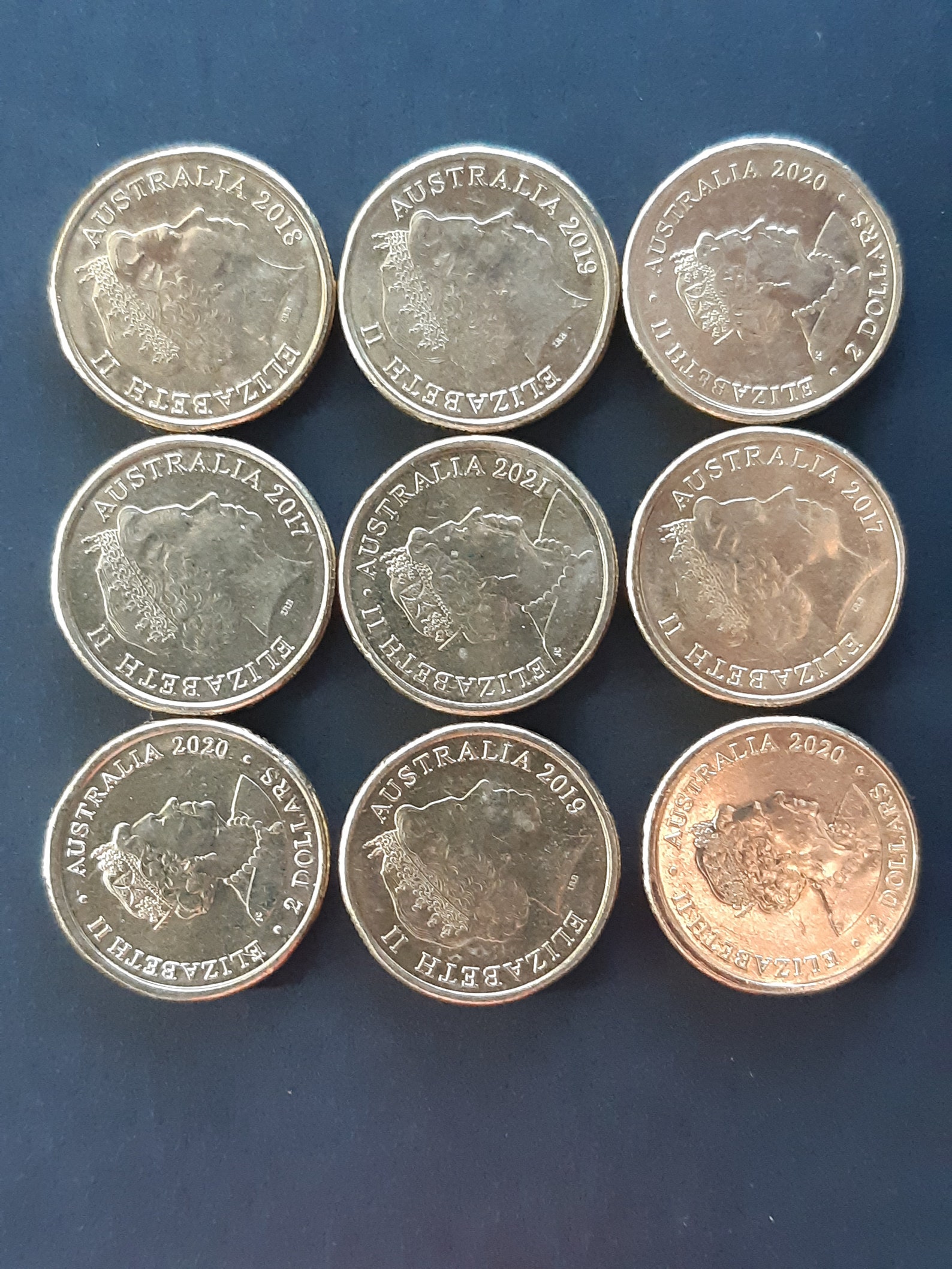 Australia Set of 9 Two Dollar Coloured Coins Different Types ...