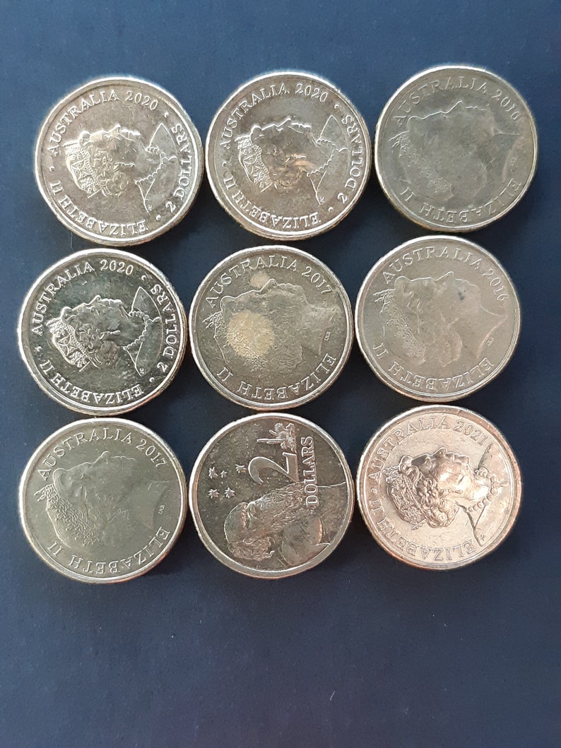 Australia Set of 9 Two Dollar Coloured Coins Different Types ...