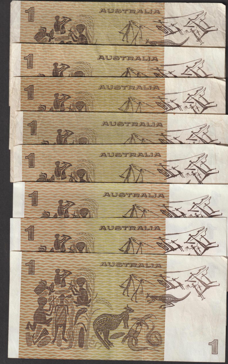 Australia Paper Banknote 1 2 5 Dollars Vintage Discontinued Historical ...
