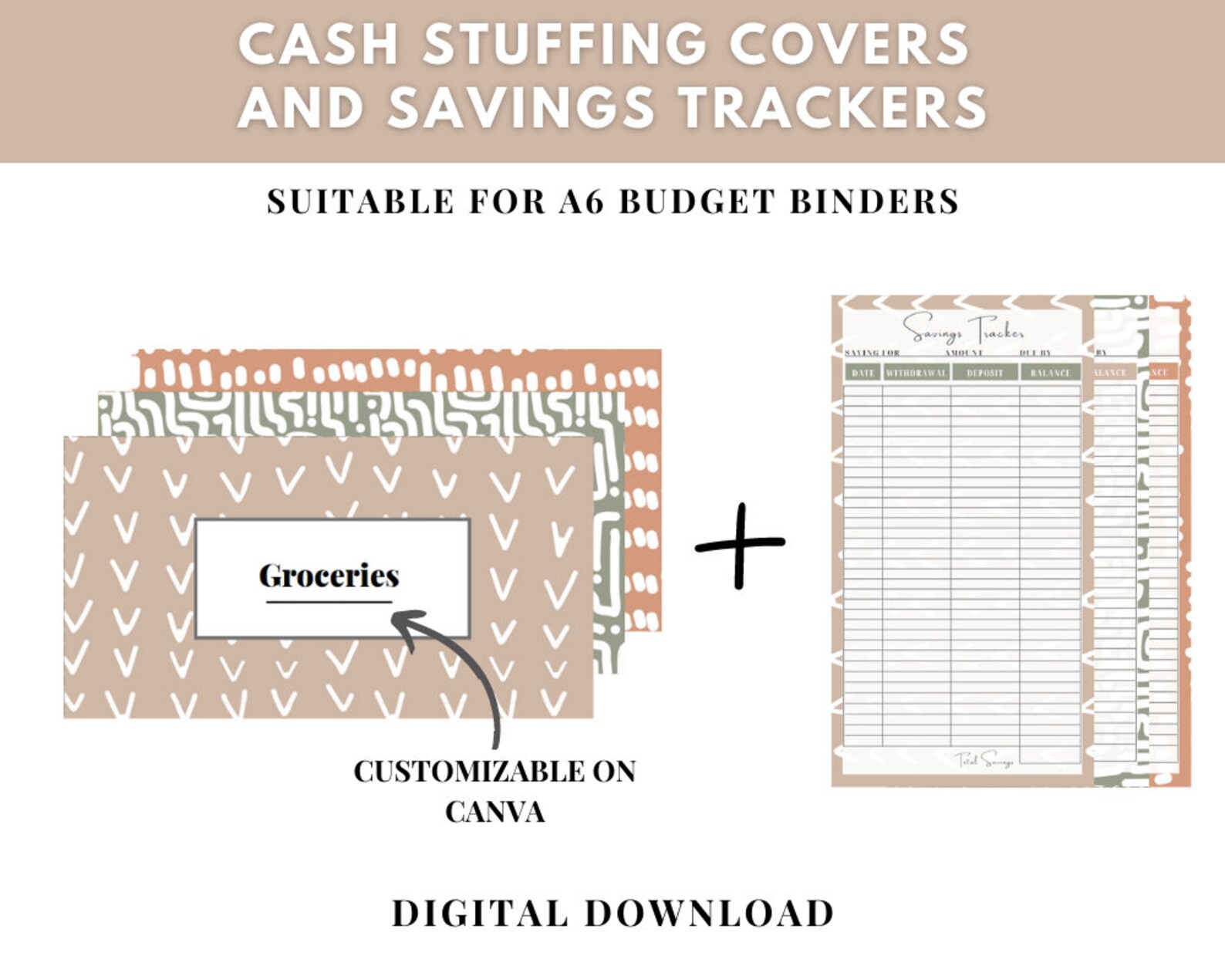 Customizable Cash Stuffing Covers and Savings Trackers for - Etsy
