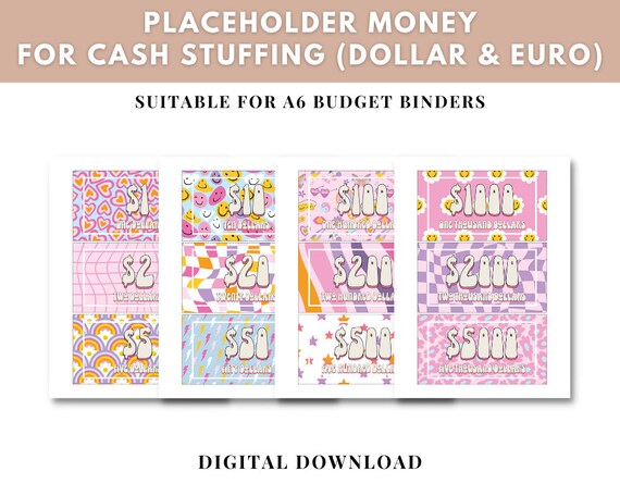 Funky Y2k Placeholder Money Slips for Cash Stuffing dollar - Etsy