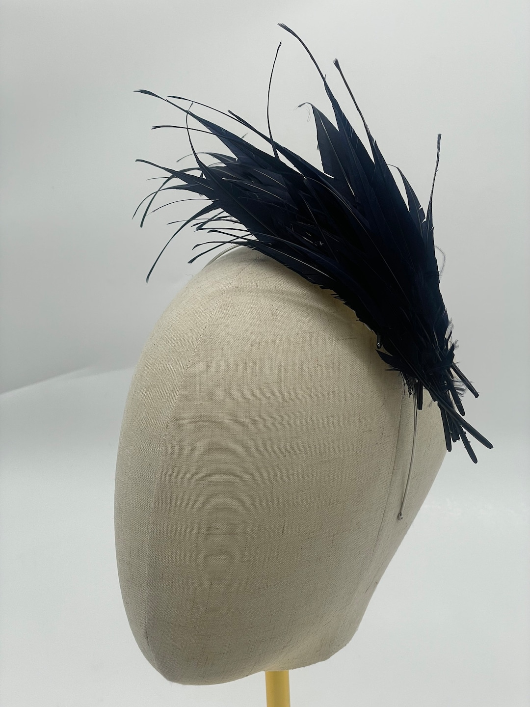 Navy Feathered Hat / Fascinator/headband - Etsy