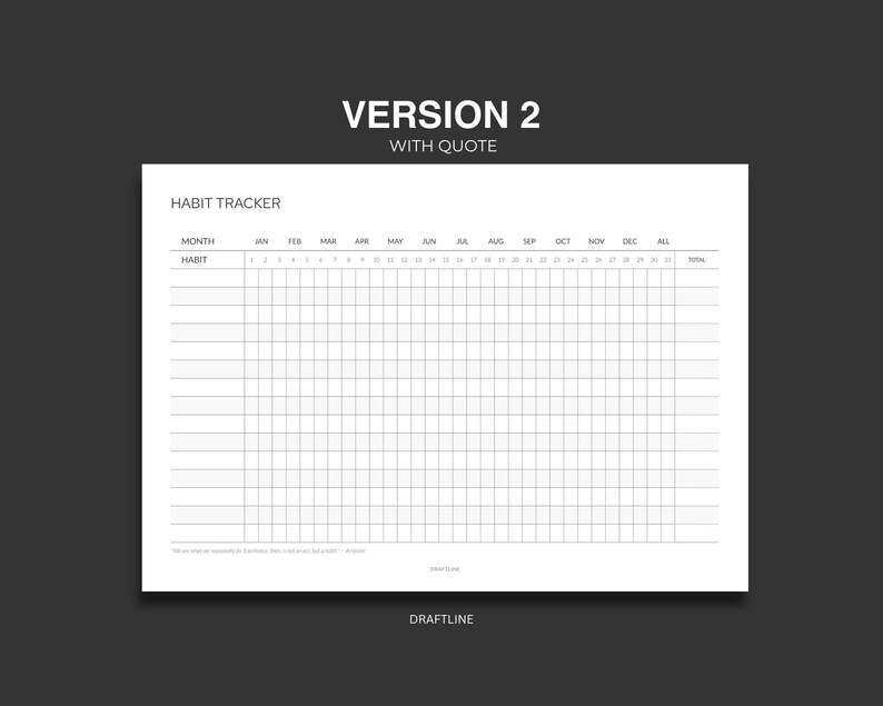 Monthly Habit Tracker Printable Landscape for Routine and 30-day ...