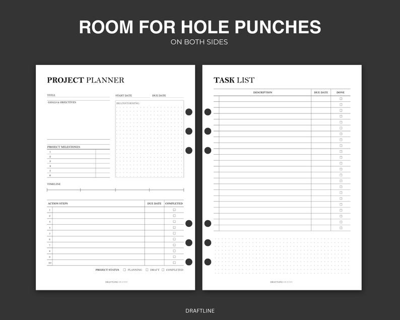 Project Planner and Task List Printable Fillable PDF Work Planner ...