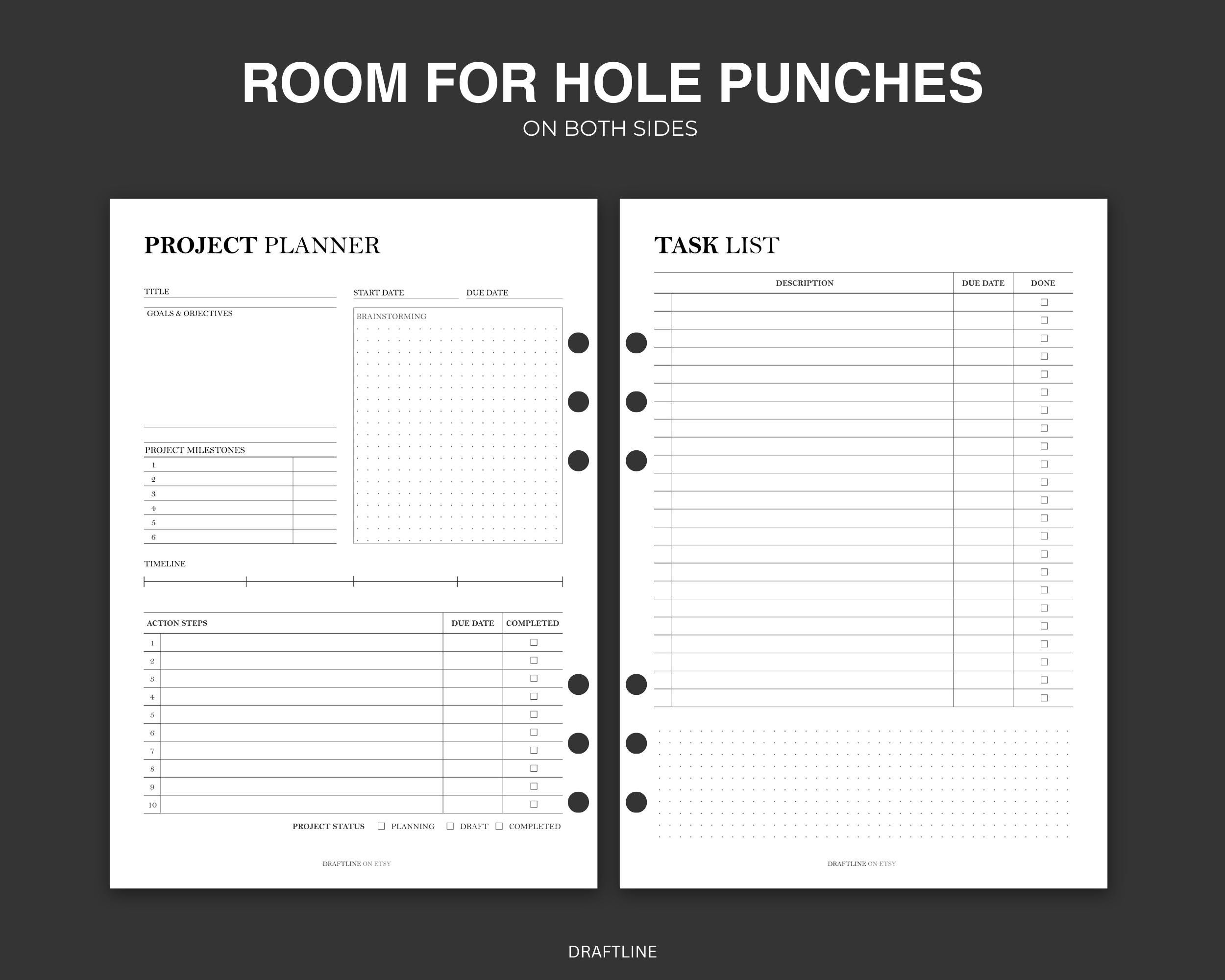 Project Planner & Task List: Printable Fillable PDF (a4/a5/letter Sizes ...