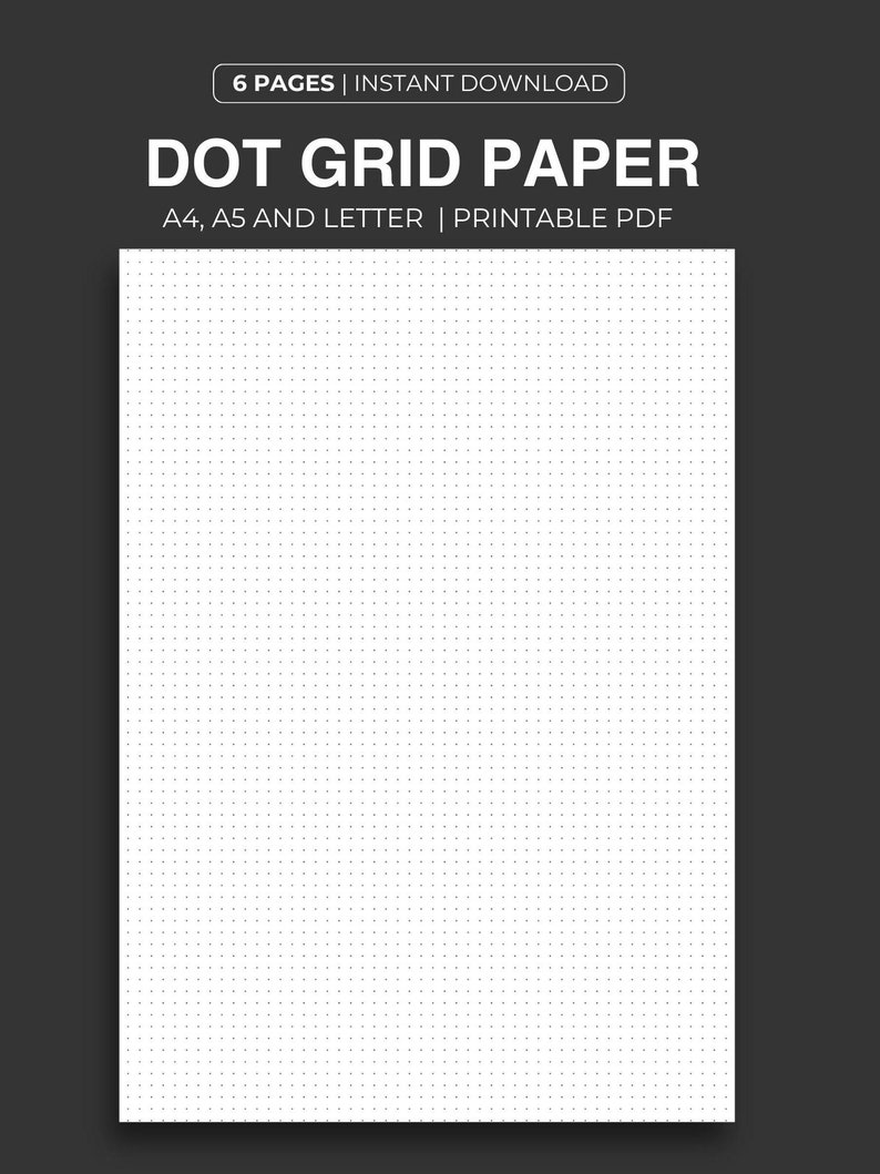 Dot Grid Paper Printable PDF – 4mm, 5mm and 6mm – A4, A5 and Letter ...