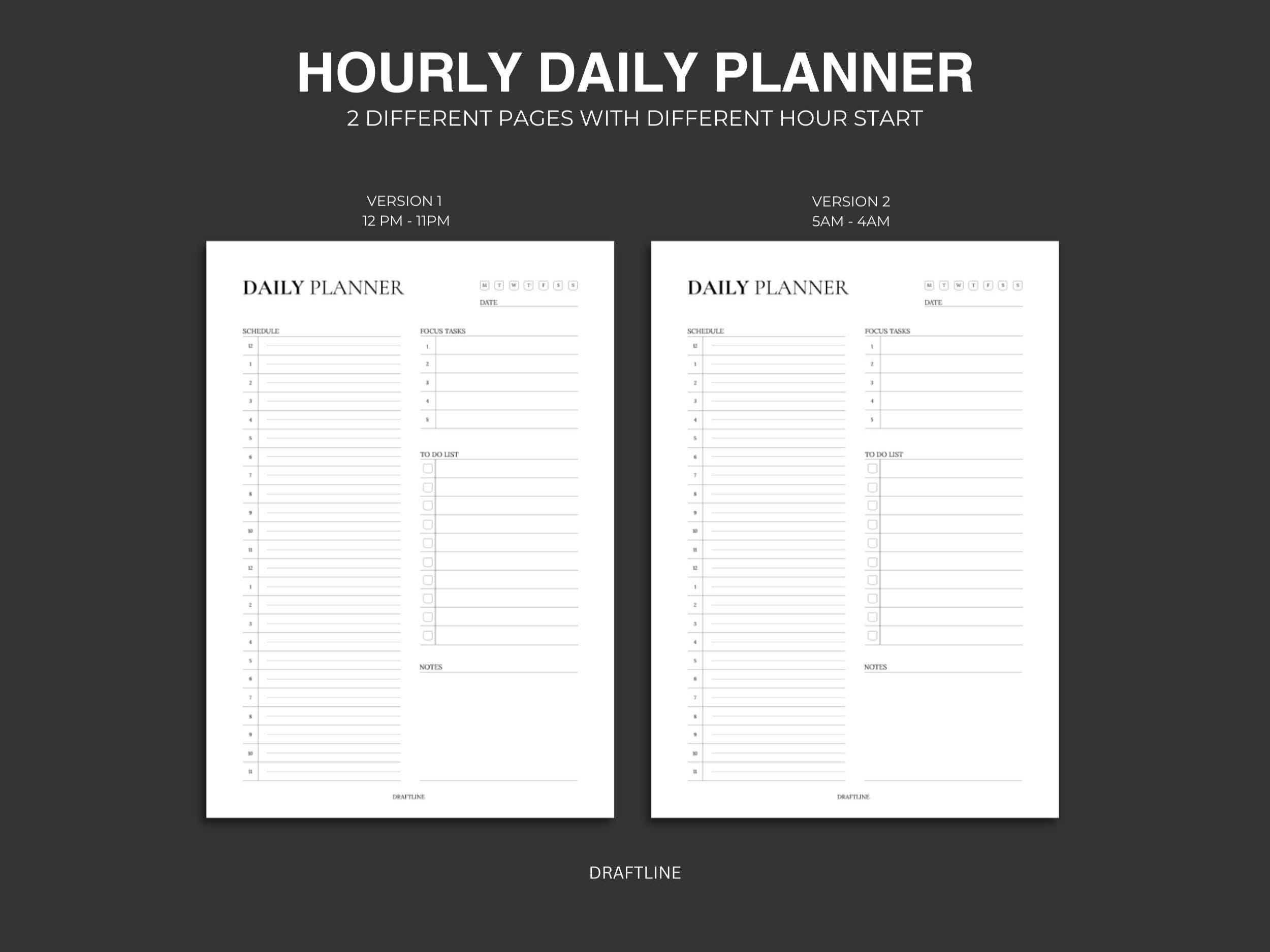 24 Hour Daily Planner Printable PDF, Hourly Schedule, Time Blocking ...