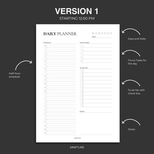 24 Hour Daily Planner Printable PDF, Hourly Schedule, Time Blocking ...