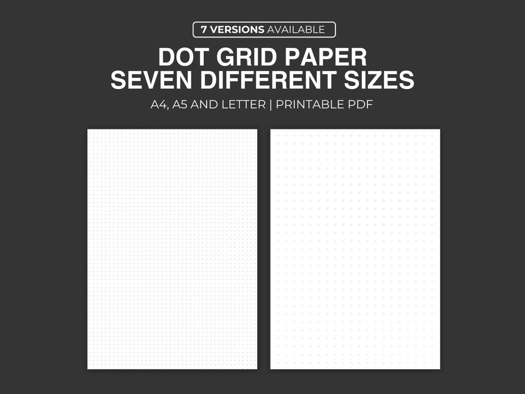 Dot Grid Paper, 7 Sizes, A4 A5 Letter (printable PDF) - Etsy