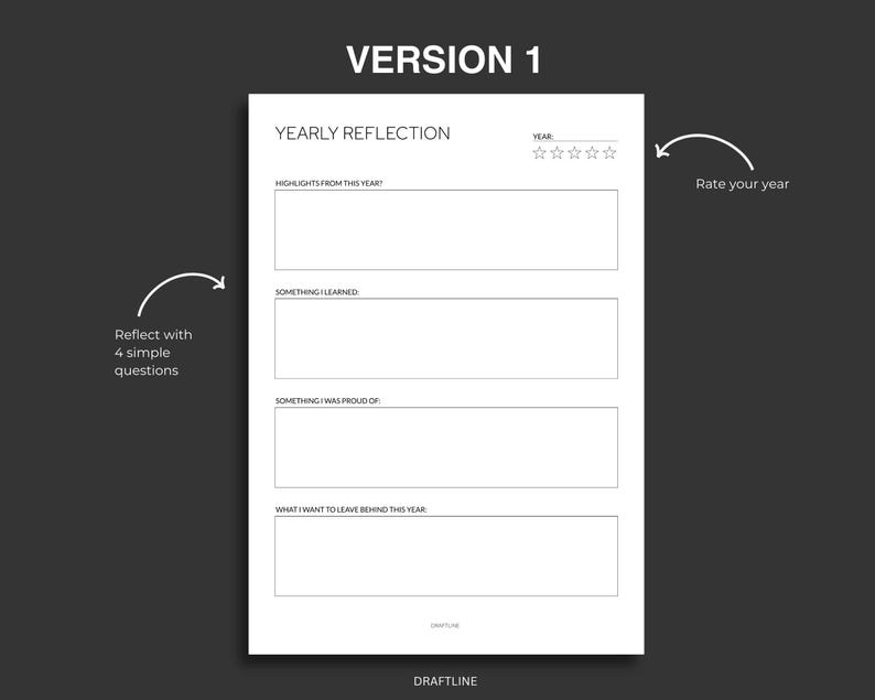 Minimal Yearly Reflection Printable: A4/a5/letter (instant Download PDF ...
