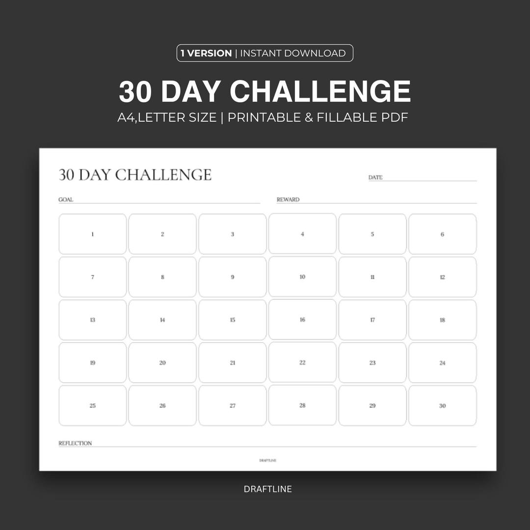 30 Day Challenge Tracker: Goal Setting, Habit Forming (PDF Download) - Etsy