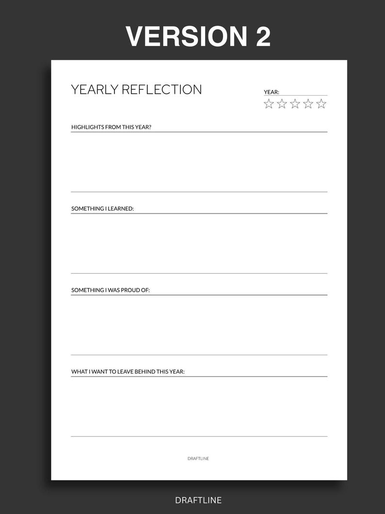 Minimal Yearly Reflection Printable: A4/a5/letter (instant Download PDF ...