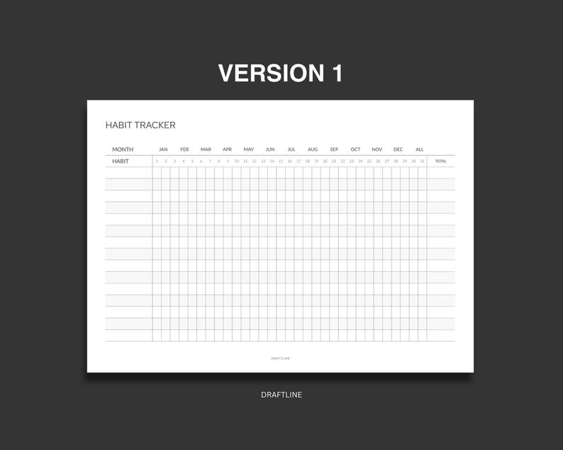 Monthly Habit Tracker Printable Landscape for Routine and 30-day ...