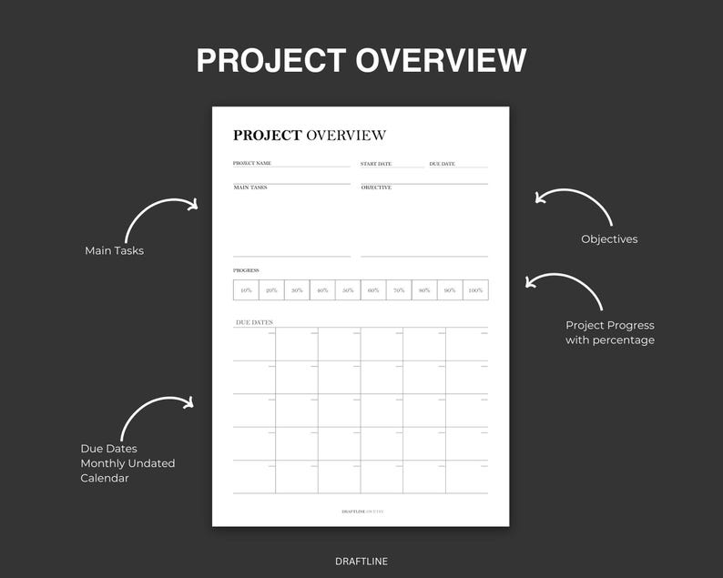 Project Planner Printable: Task Tracker, Project Overview (fillable PDF ...